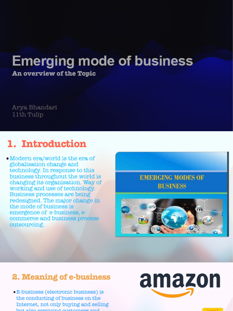 Emerging Mode of Business: An Overview of The Topic | PDF