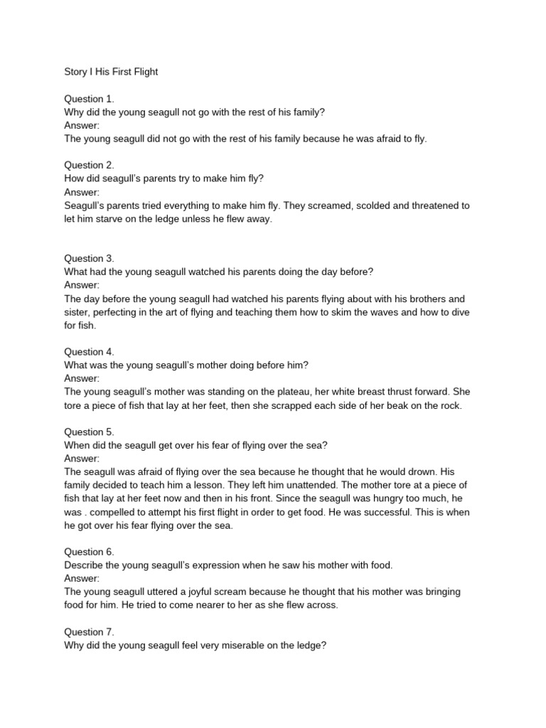 First Flight Question Answers | PDF | Airplane