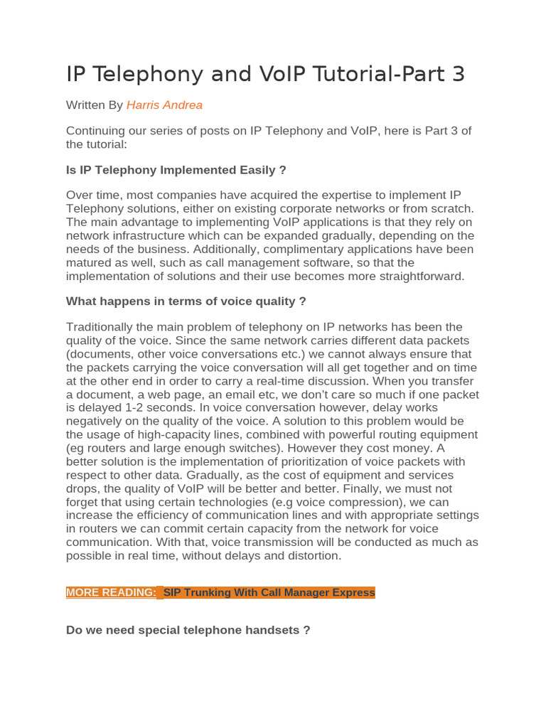 IP Telephony and VoIP Tutoria1 | PDF | Voice Over Ip | Business