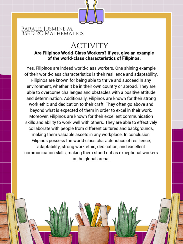 VAL ED- Activity | PDF