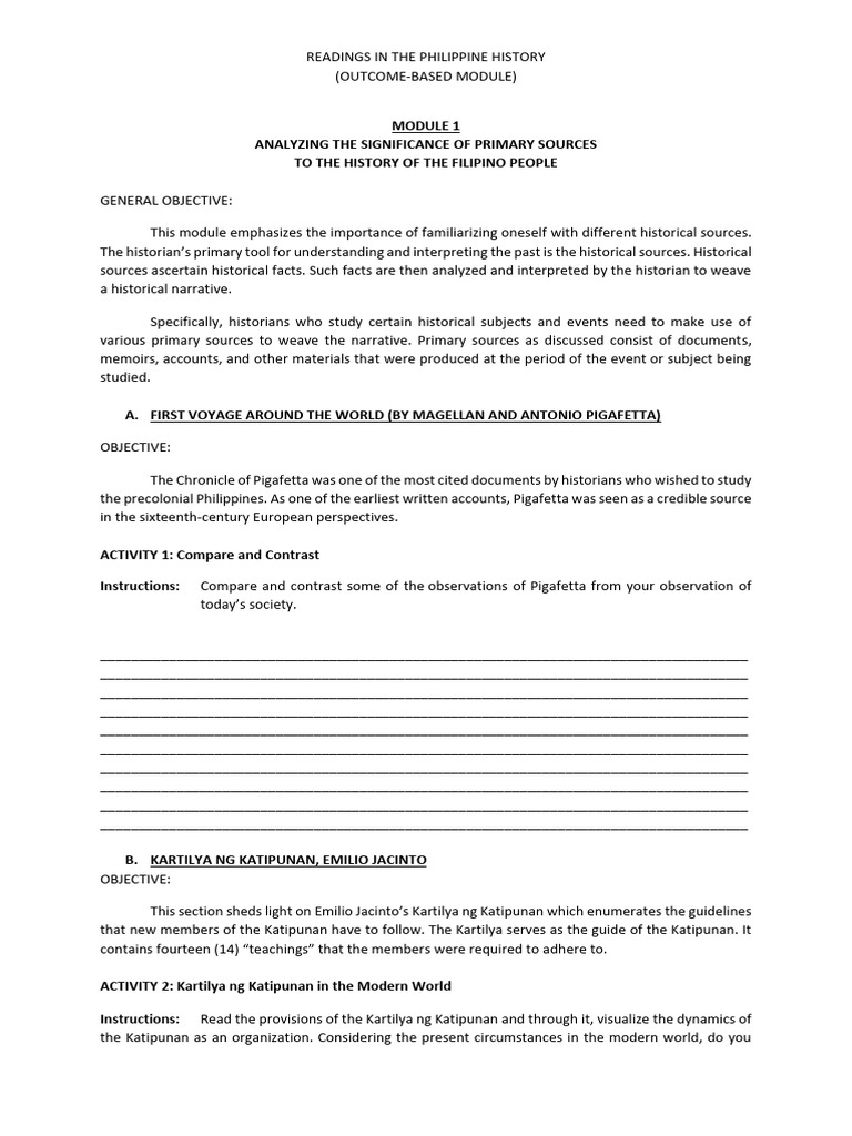 Analysis of 5 Primary Sources Ay 2024 2025 | PDF | Philippines | History