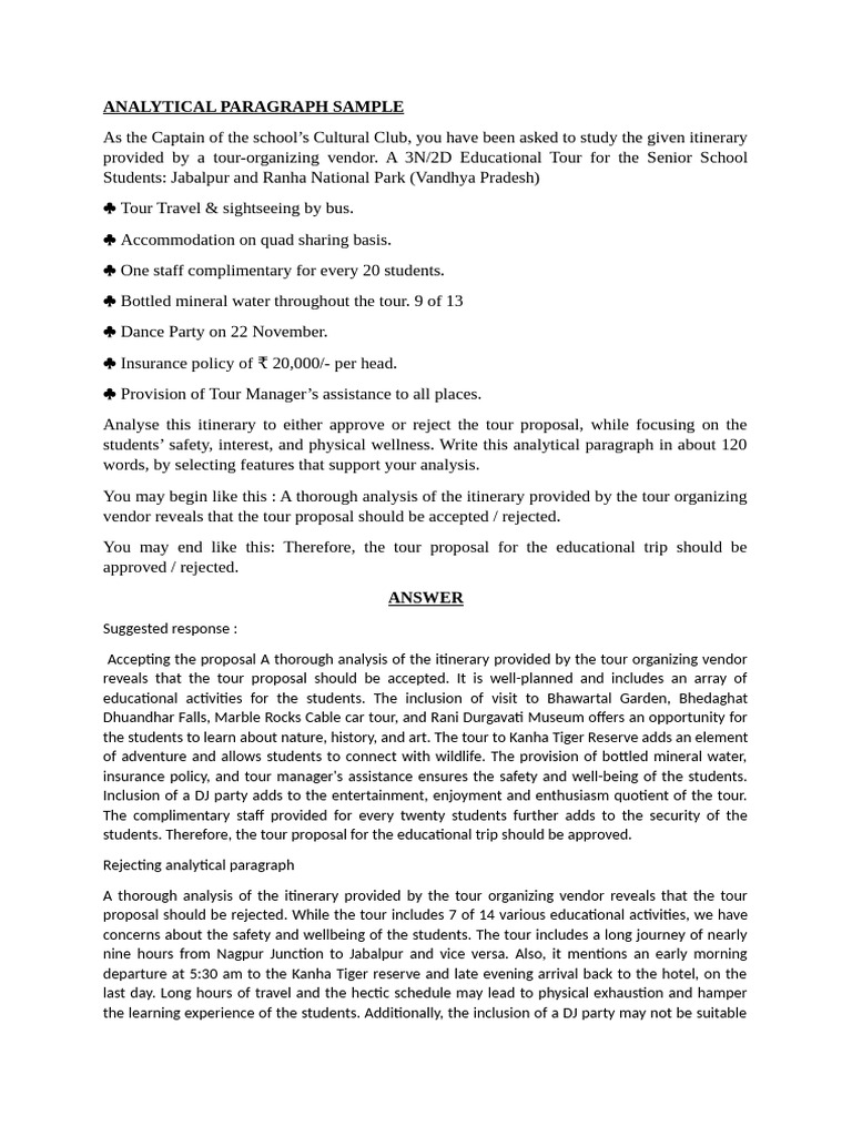 Analytical Paragraph Sample | PDF