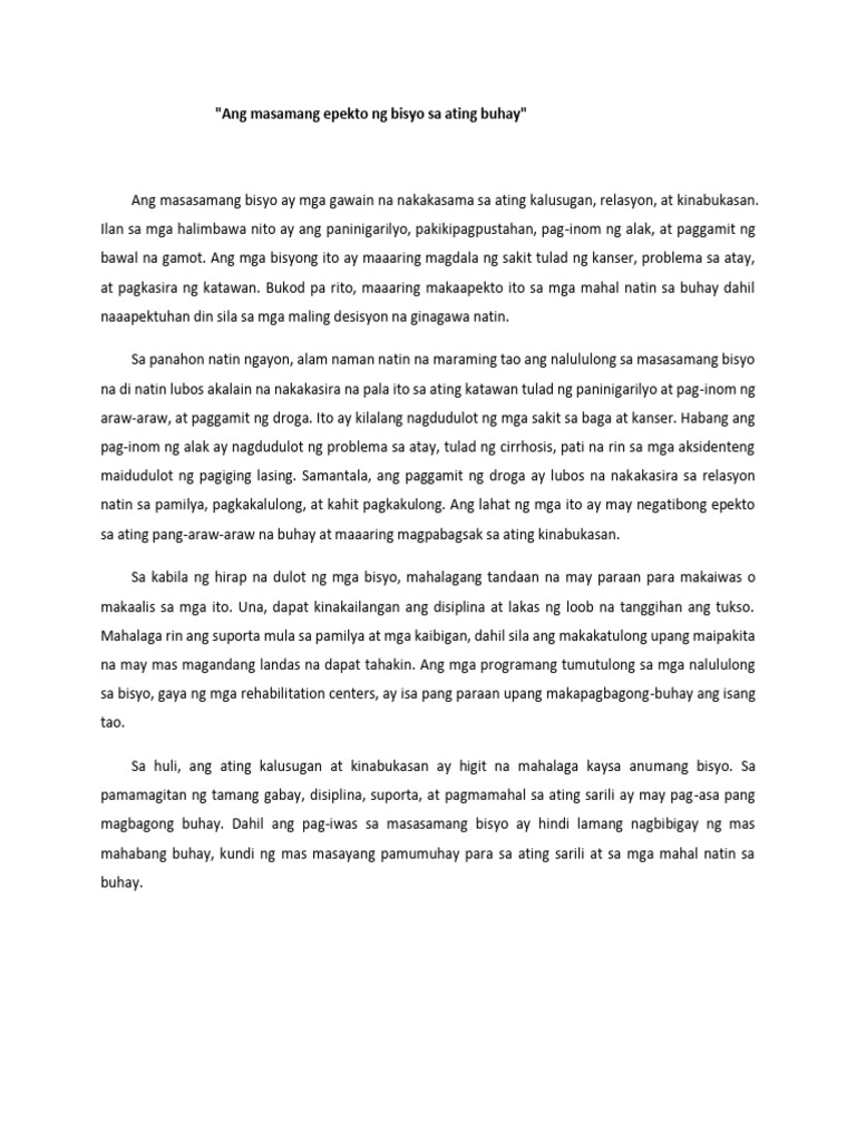 Masamang Bisyo | PDF