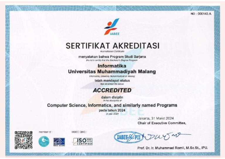 Sertifikat Akreditasi Teknik Informatika | PDF