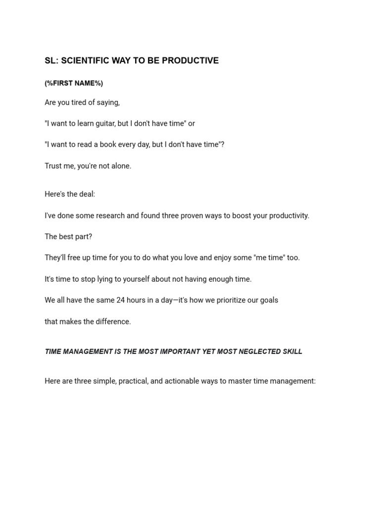 Scientific Way To Be Productive | PDF