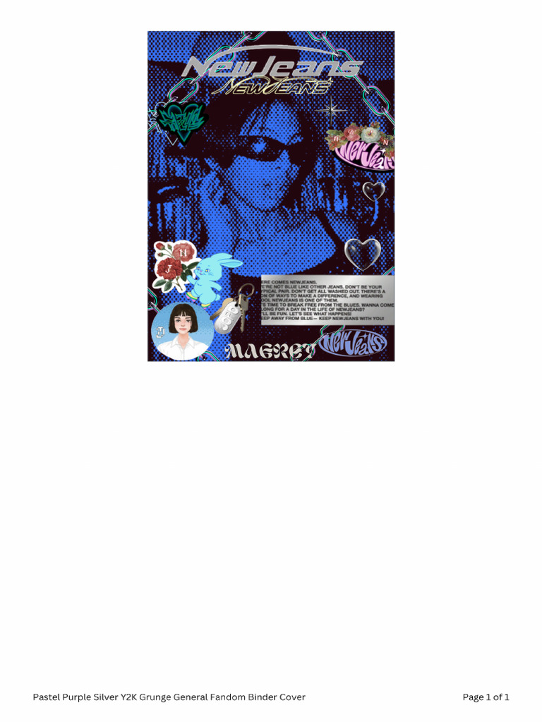 Pastel Purple Silver Y2K Grunge General Fandom Binder Cover | PDF