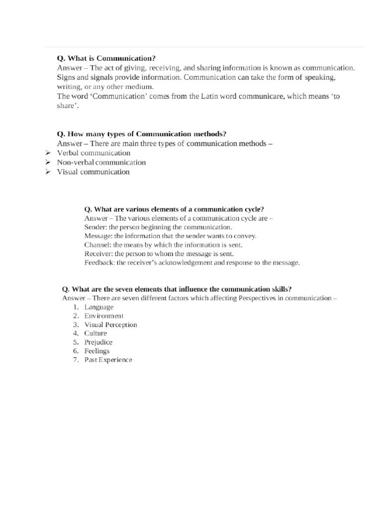 Communication Skills Notes | PDF