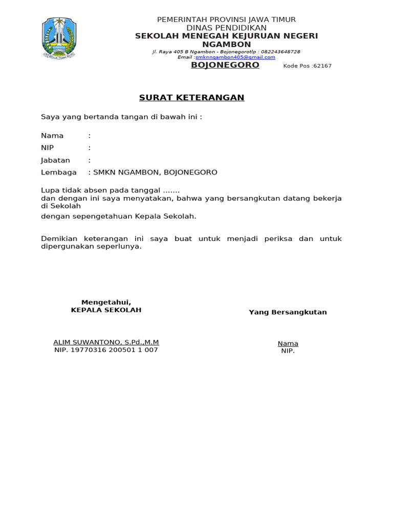 Form Lupa Absen | PDF
