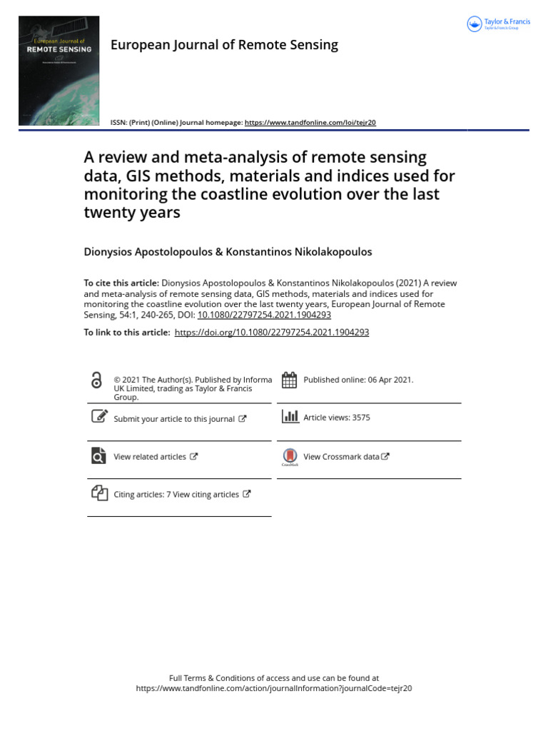 A Review and Meta Analysis of Remote Sensing Data GIS Methods Materials ...