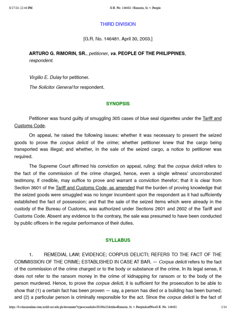 Rimorin, Sr. v. People | PDF