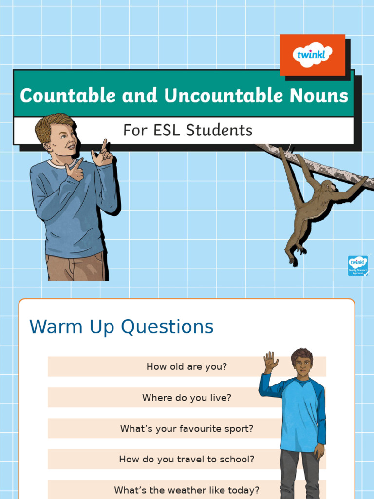 T e 1672314480 Esl Countable and Uncountable Nouns PPT Lesson - Ver - 1 ...