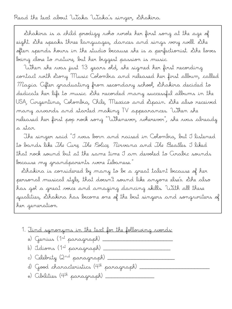 Shakira Bio | PDF