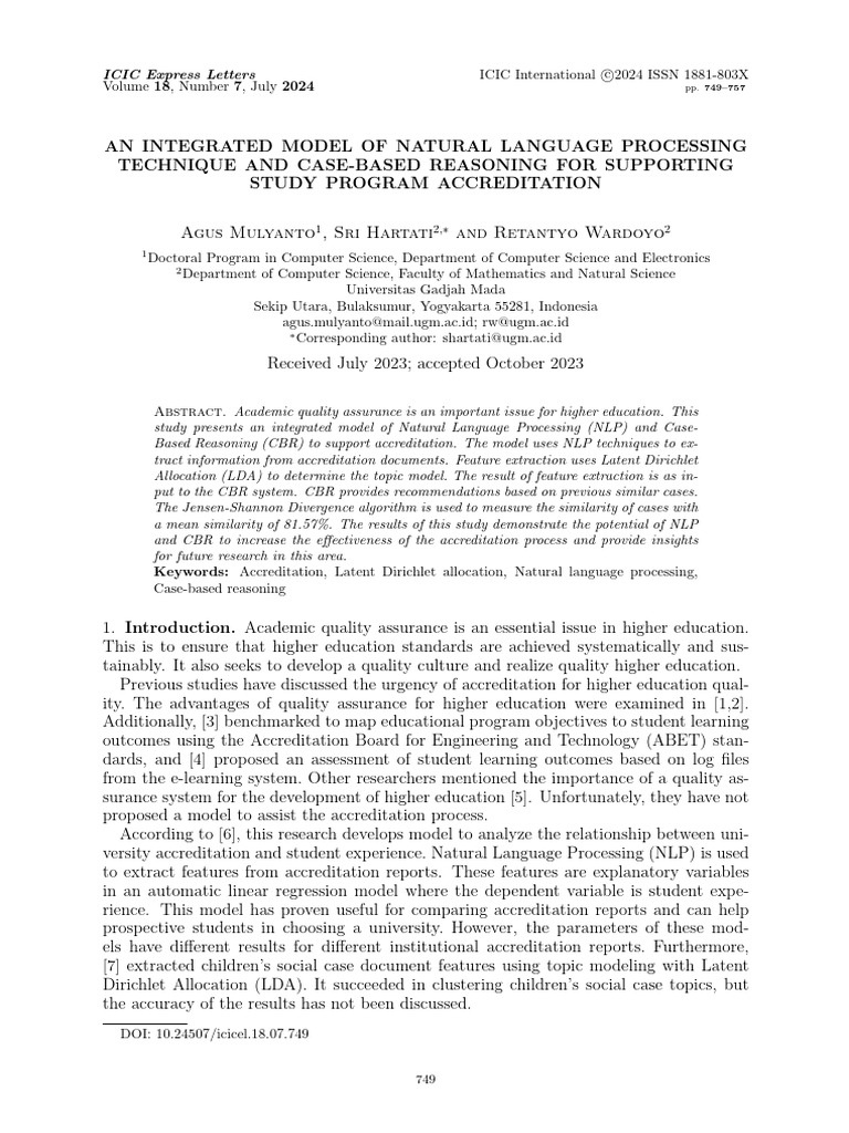 An Integrated Model of Natural Language Processing | PDF