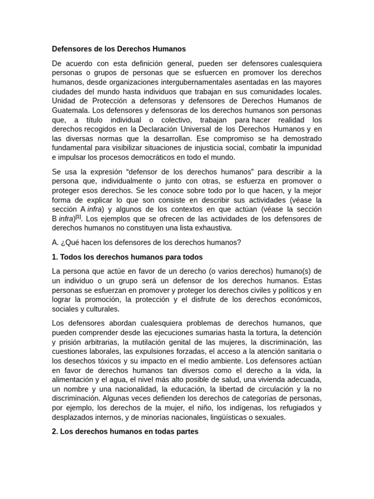 Defensores de Derechos Humanos: Rol y Funciones | PDF | Derechos ...
