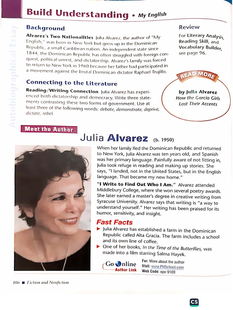My English by Julia Alvarez | PDF