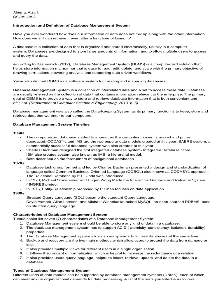 Database Management System Pdf