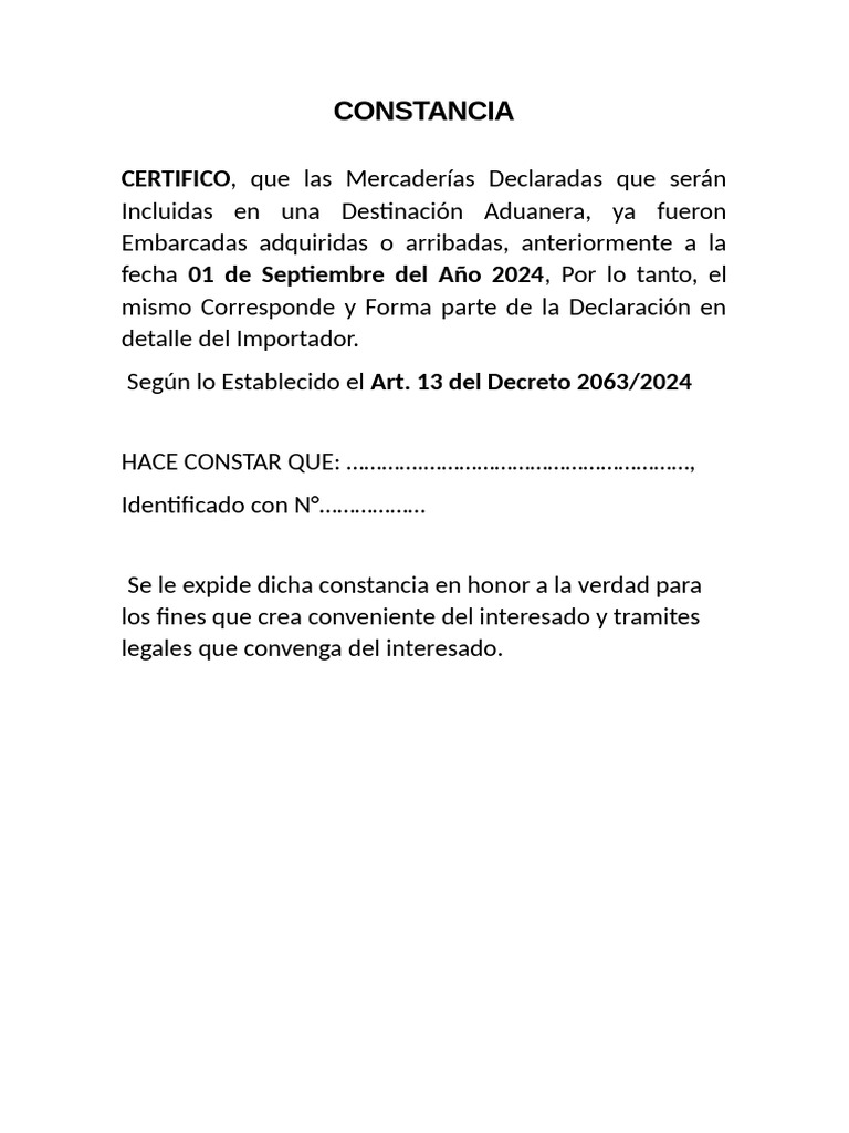 Constancia Modelo | PDF