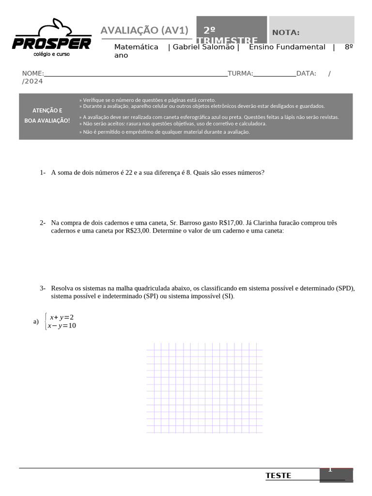 Prova 8Â° 2â°tri | PDF