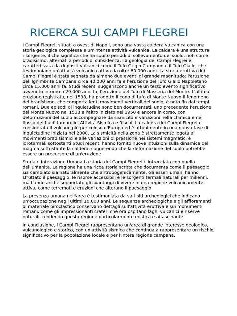 Ricerca Sui Campi Flegrei | PDF
