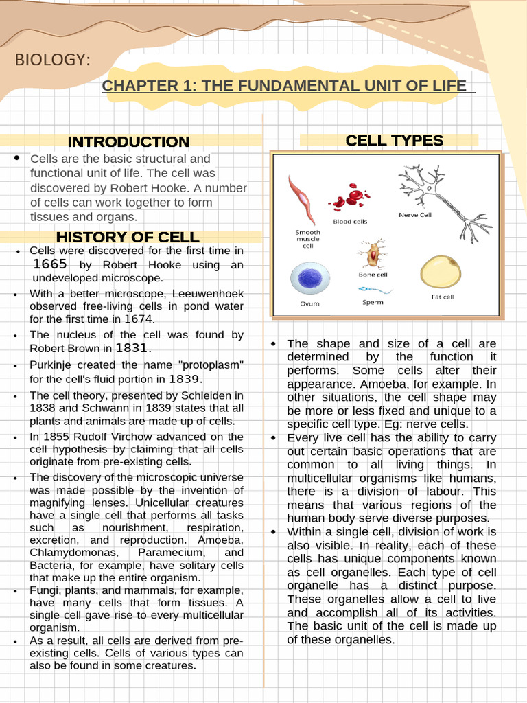 THE FUNDAMENTEL UNIT OF LIFE Notes | PDF