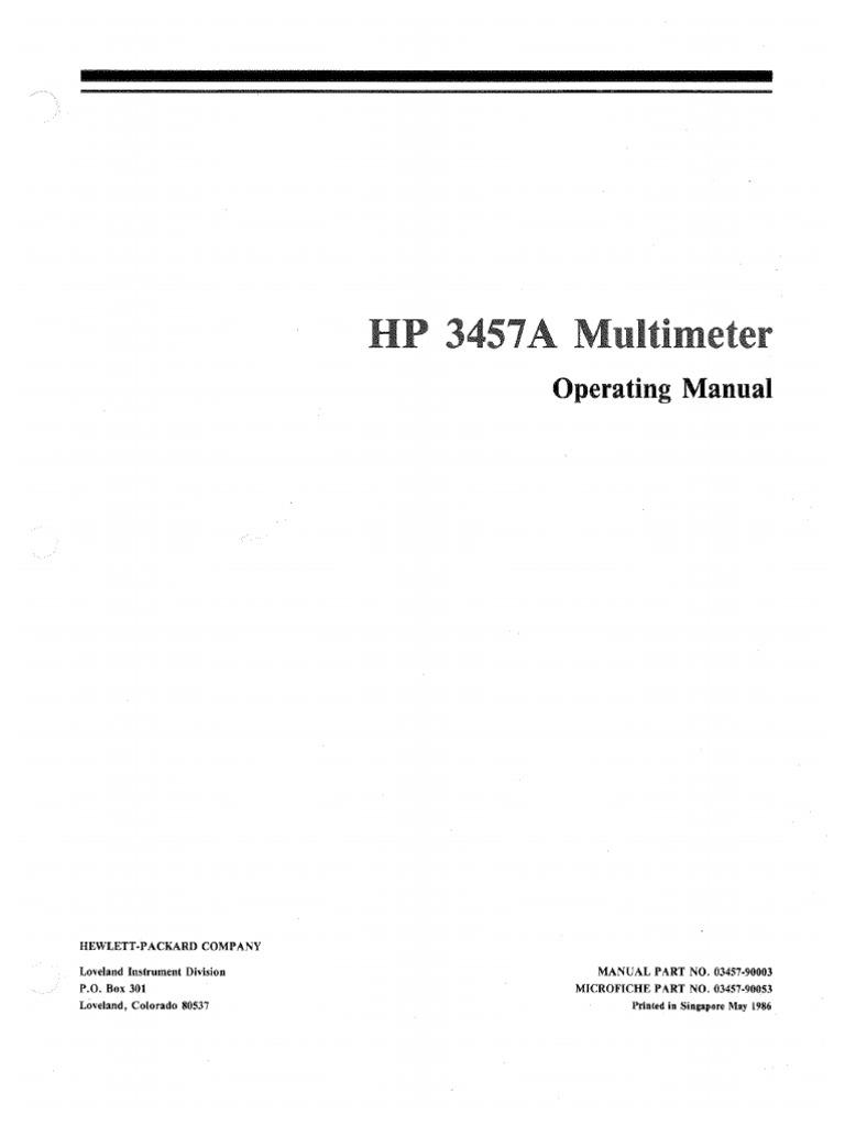 HP 3457A Operating | PDF