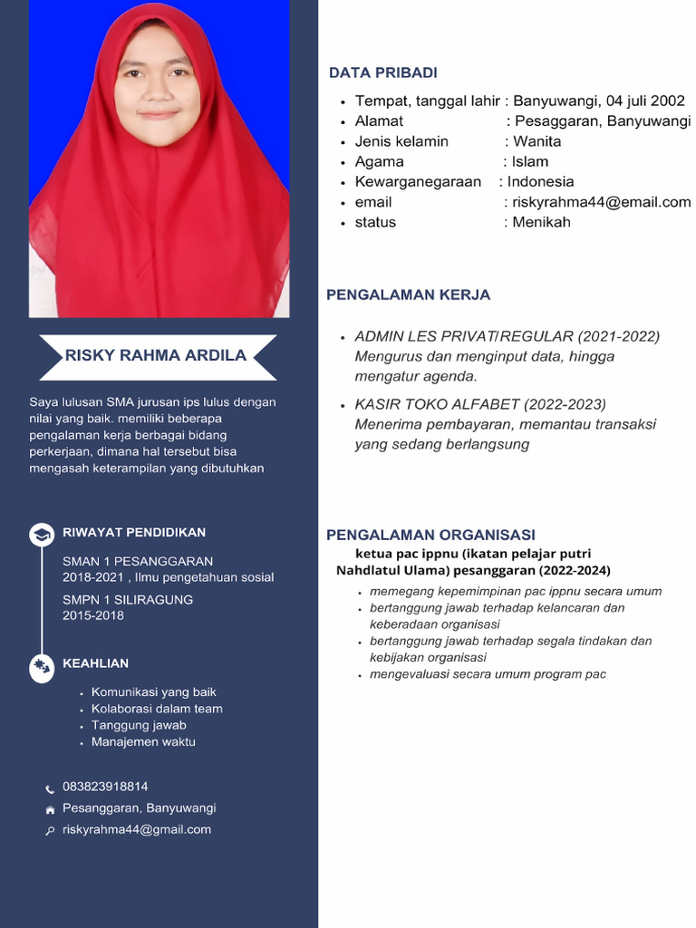 CV Risky Rahma Ardila | PDF