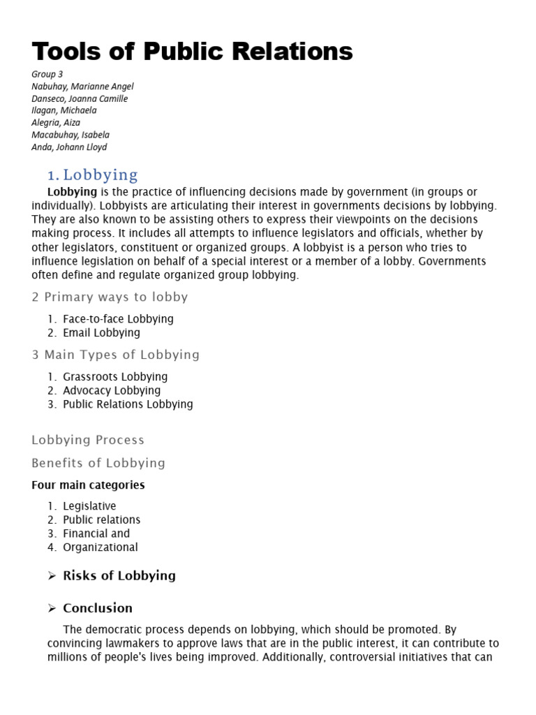 Tools of Public Relations | PDF