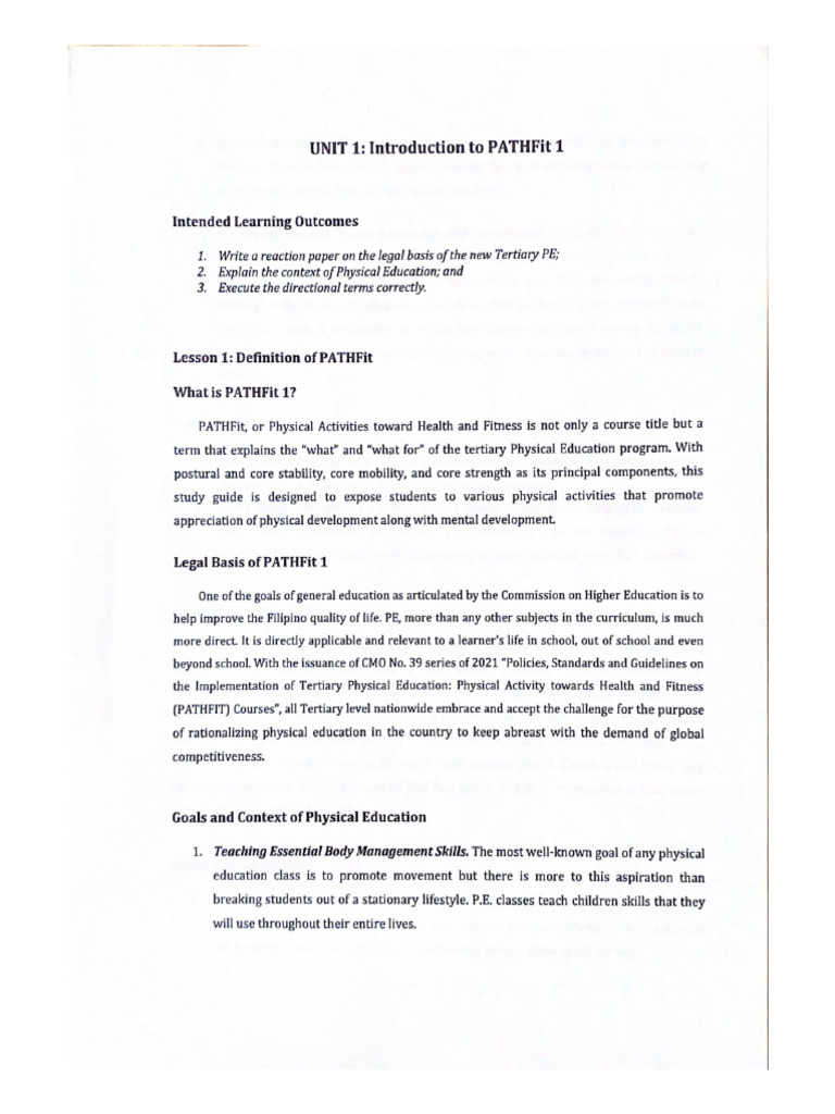 UNIT 1 Introduction To PATHFit 1 | PDF