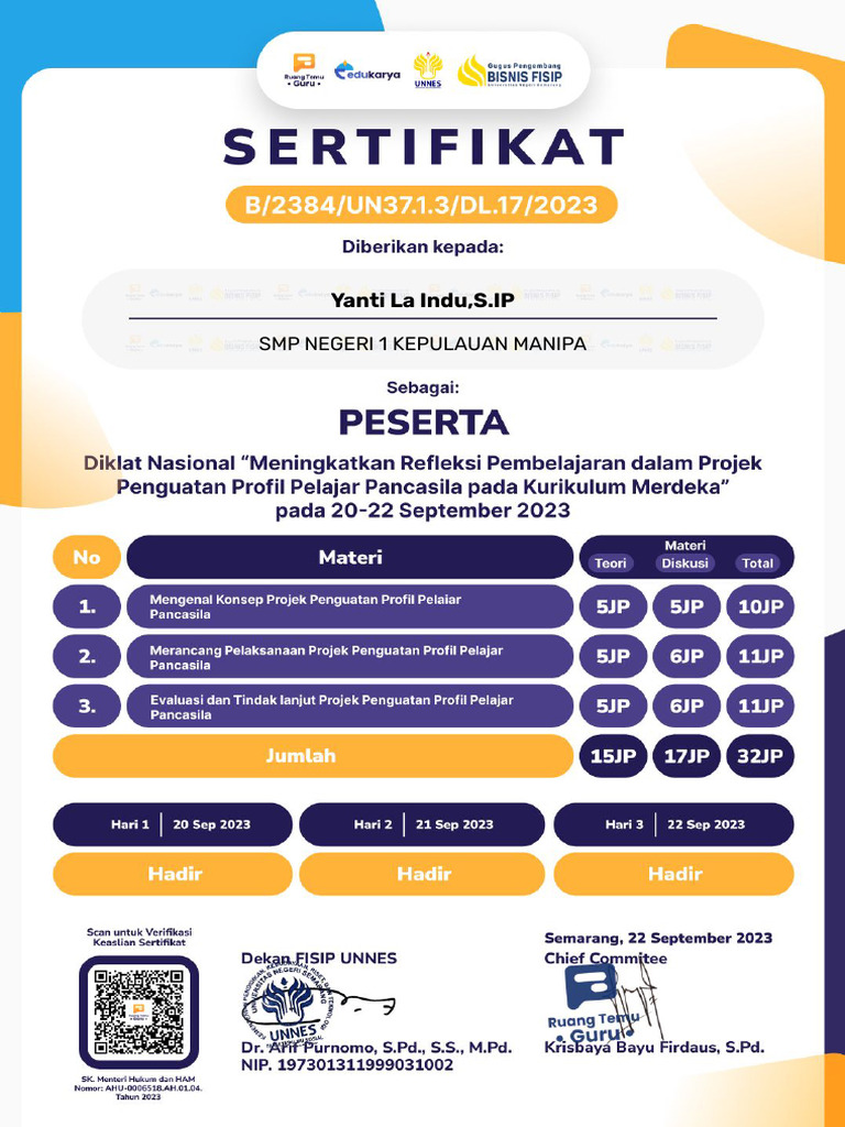 Yanti La Indu,S.IP Sertifikat 32JP P5 | PDF