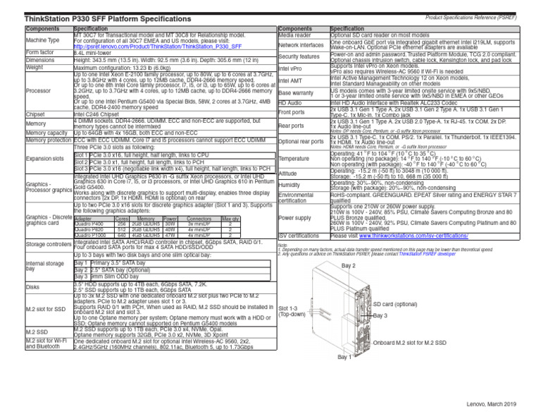 ThinkStation P330 SFF Spec | PDF