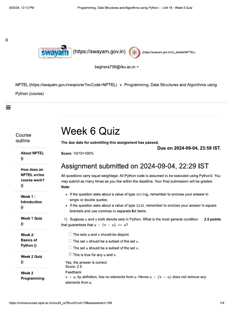 Quiz Week 6 | PDF