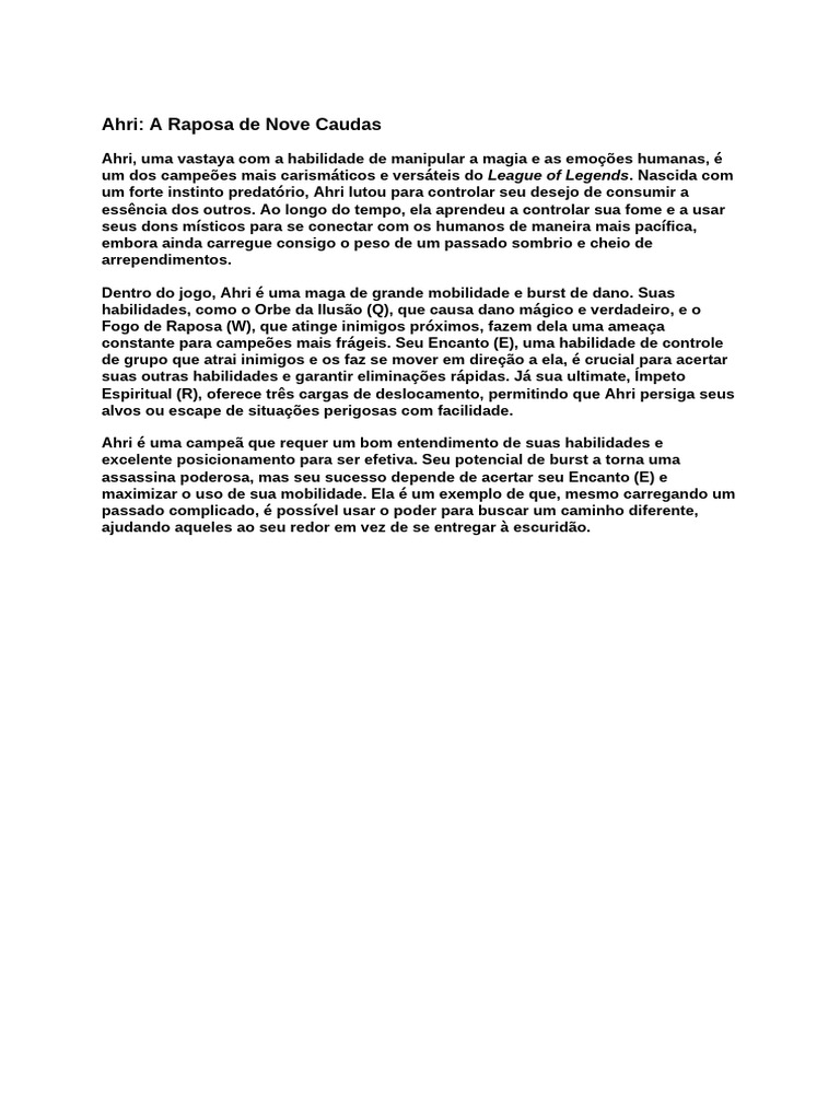 Ahri League of Legends | PDF