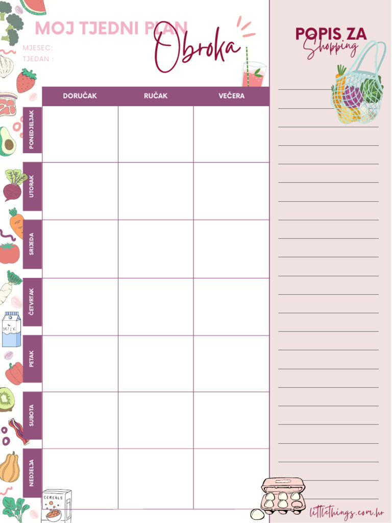 Moj Tjedni Plan Obroka | PDF