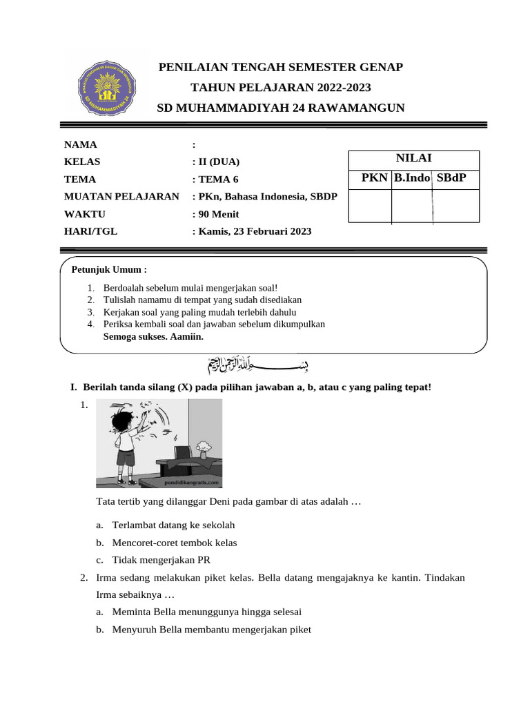PTS T6 Genap PKN, B.indo, SBDP 2022-2023 | PDF