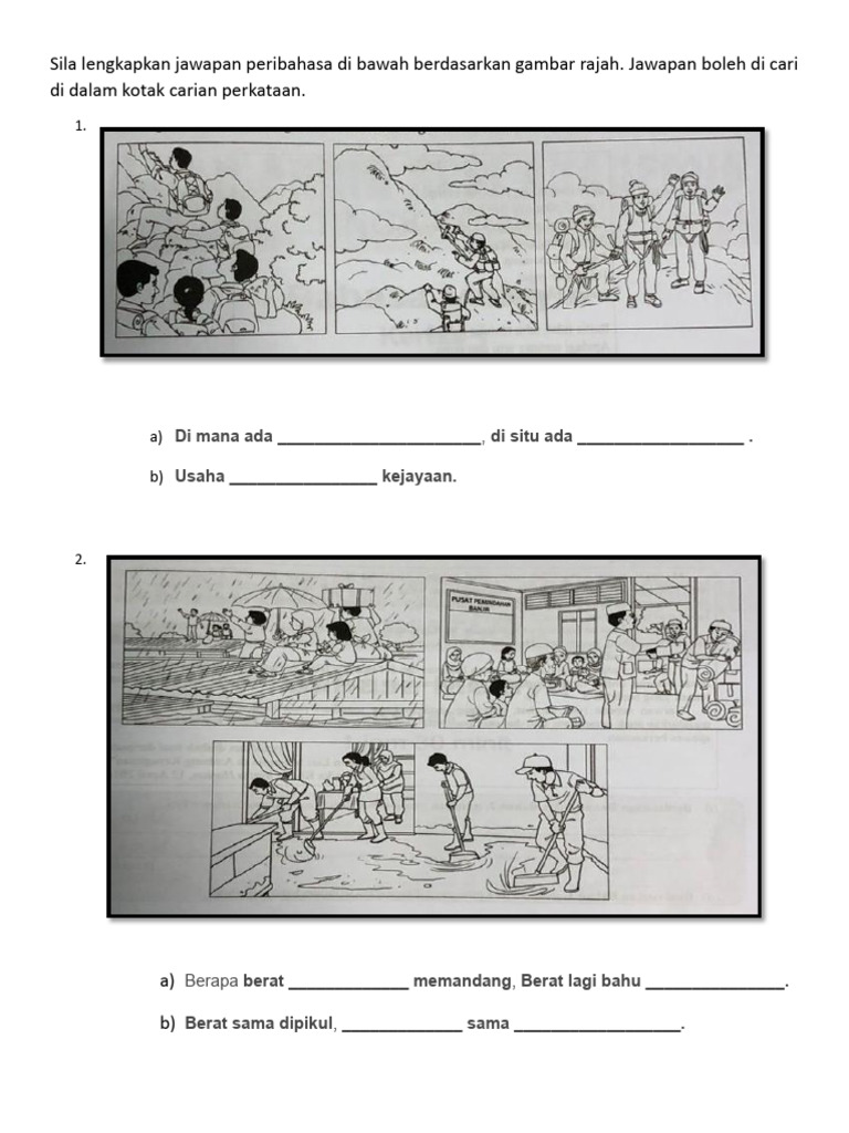 Sila Lengkapkan Jawapan Peribahasa Di Bawah Berdasarkan Gambar Rajah | PDF