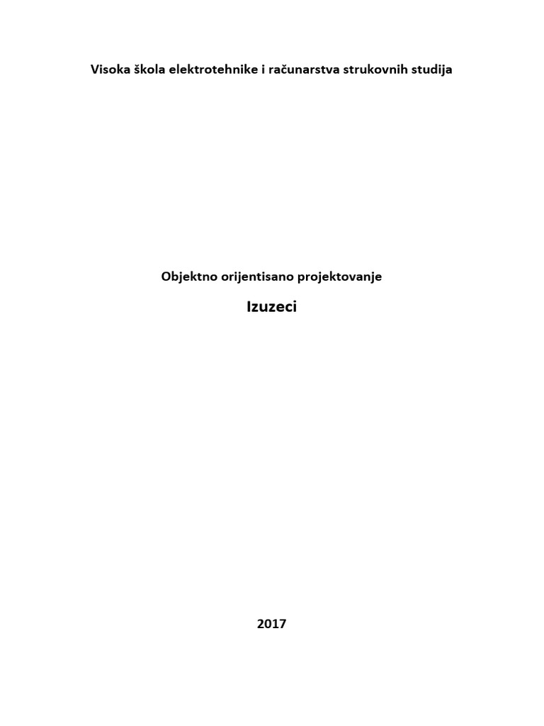 Predavanje 7 - Izuzeci | PDF