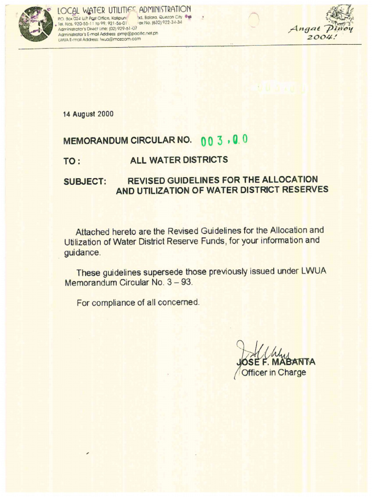 LWUA Cash Reserve | PDF