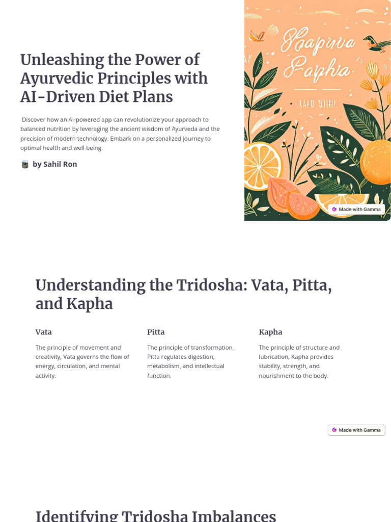 Unleashing The Power of Ayurvedic Principles With AI Driven Diet Plans | PDF | Ayurveda | Diet ...