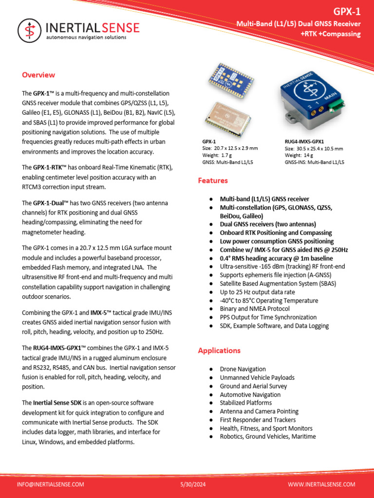 GPX-1 GNSS Datasheet | PDF