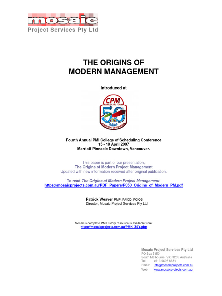 Origins of Modern Management Explained | PDF | System | Art