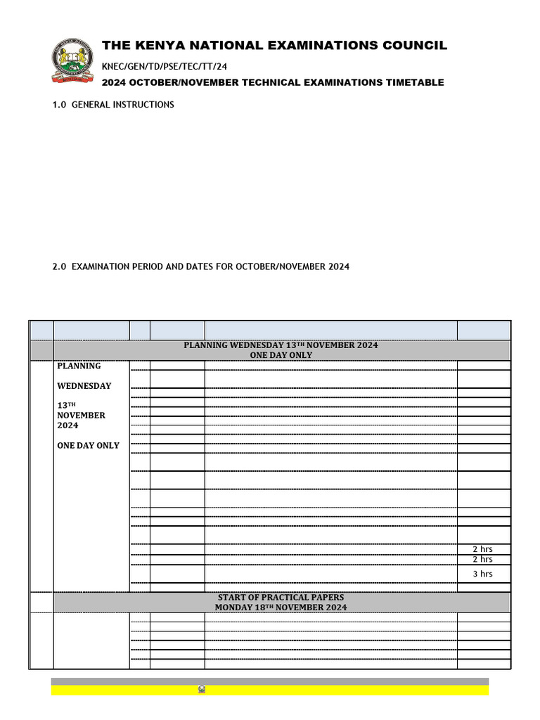2024 Oct Nov Techinal TimeTable | PDF