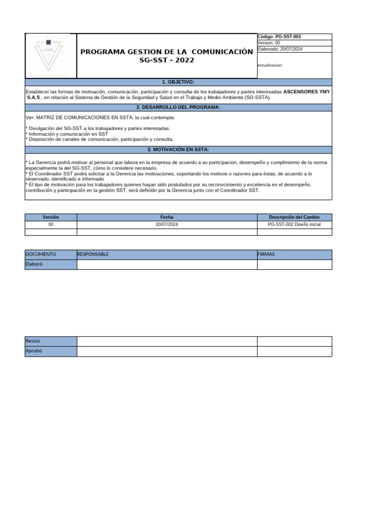 PG-SST-002 Programa y Matriz de Comunicación | PDF