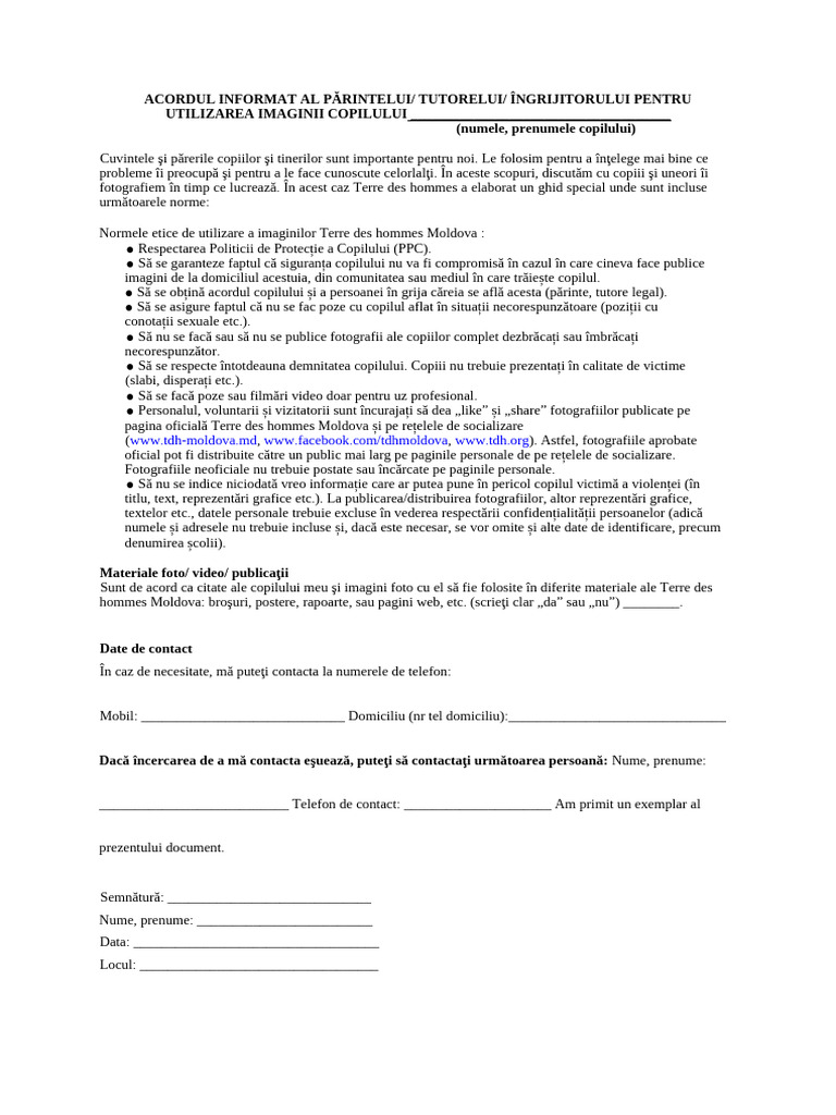 Acordul-Informat-Al-Părintelui-Tutorelui-Îngrijitorului-Pentru ...