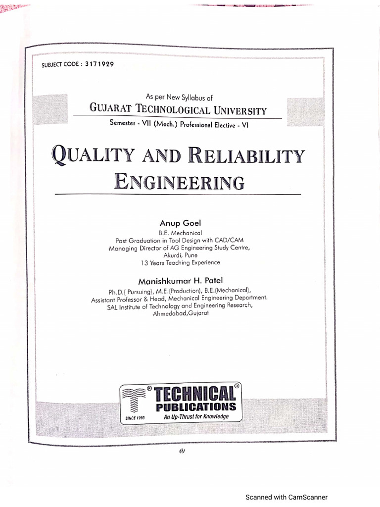 Quality & Reliability Engineering by GTU STUDENTS | PDF