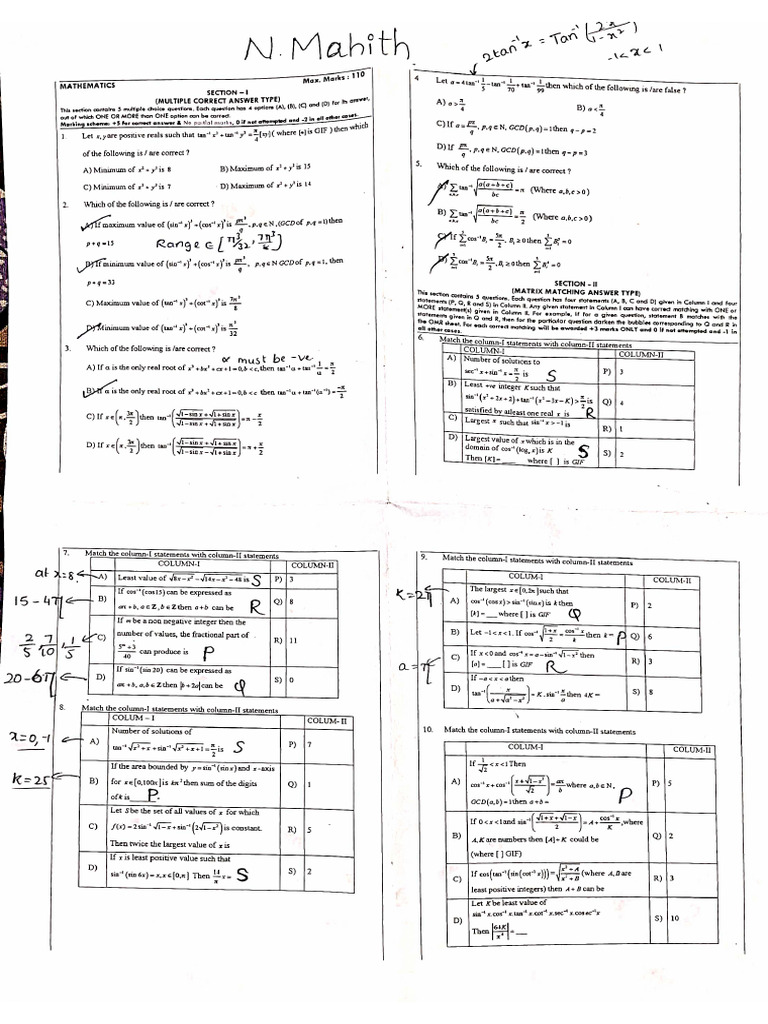 Maths Inverse Trig Assignment 3 | PDF