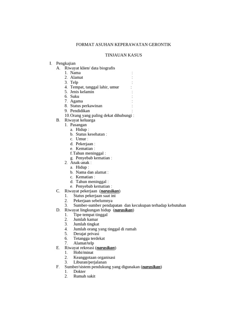 Format Asuhan Keperawatan Gerontik | PDF