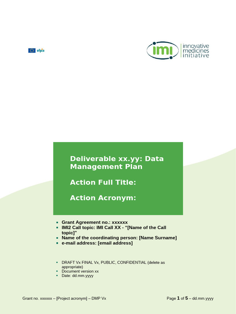 Data Management Plan Template | PDF