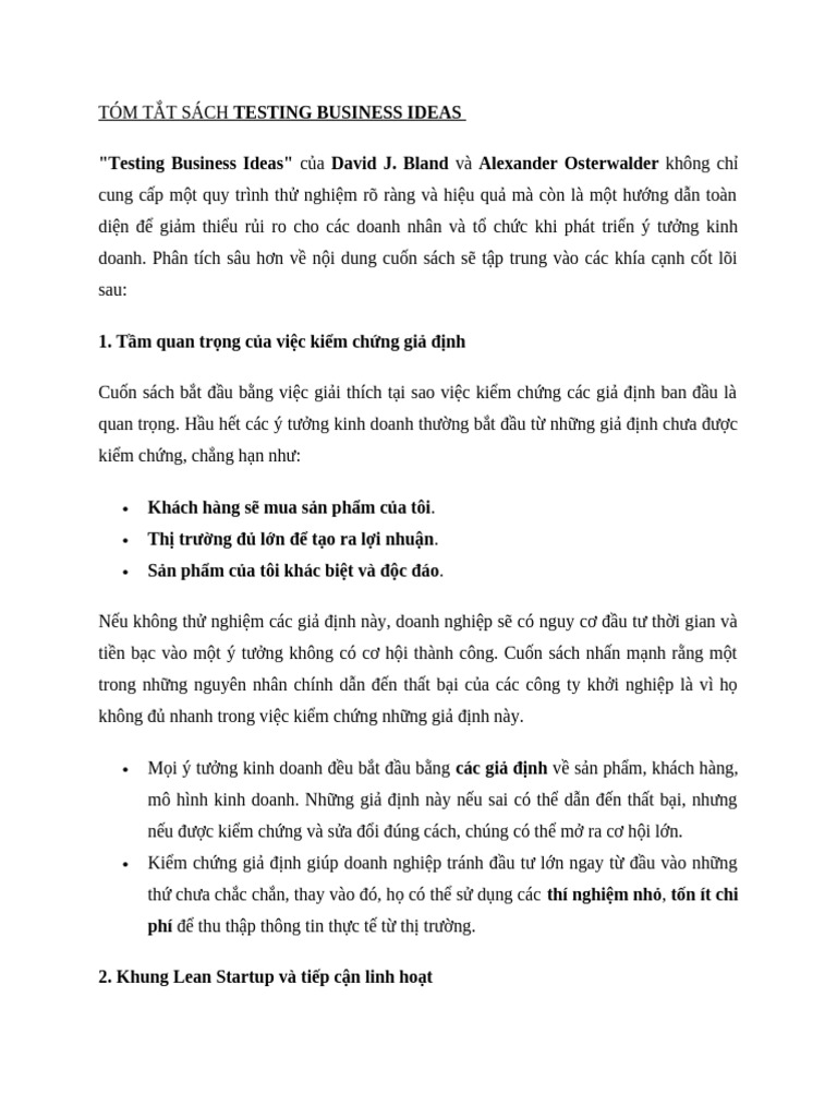 Testing Business Ideas | PDF