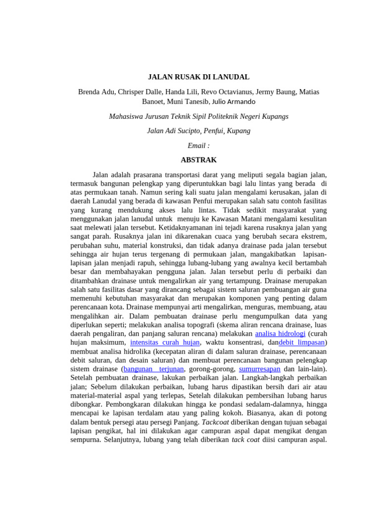 Mahasiswa Jurusan Teknik Sipil Politeknik Negeri Kupangs Jalan Adi Sucipto, Penfui, Kupang Email ...