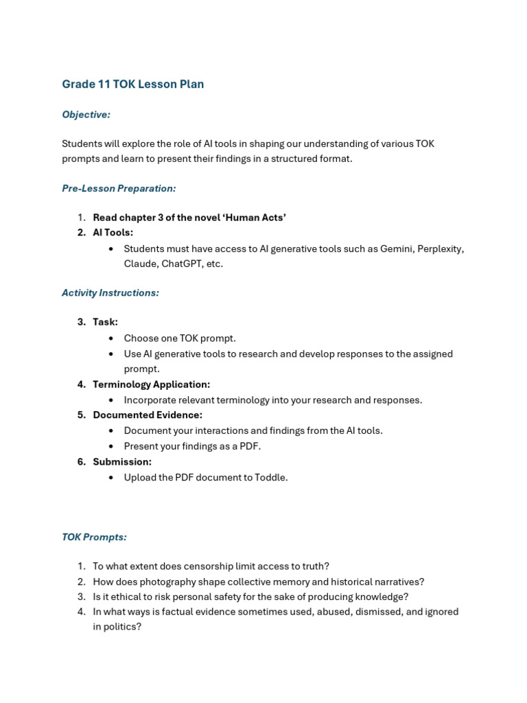 Grade 11 TOK Connection | PDF